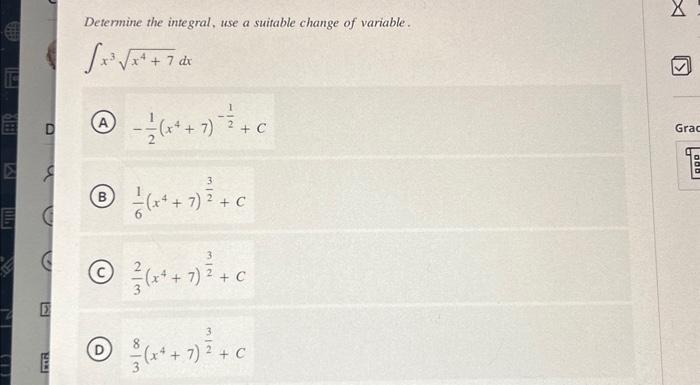 Solved Determine the integral, use a suitable change of | Chegg.com