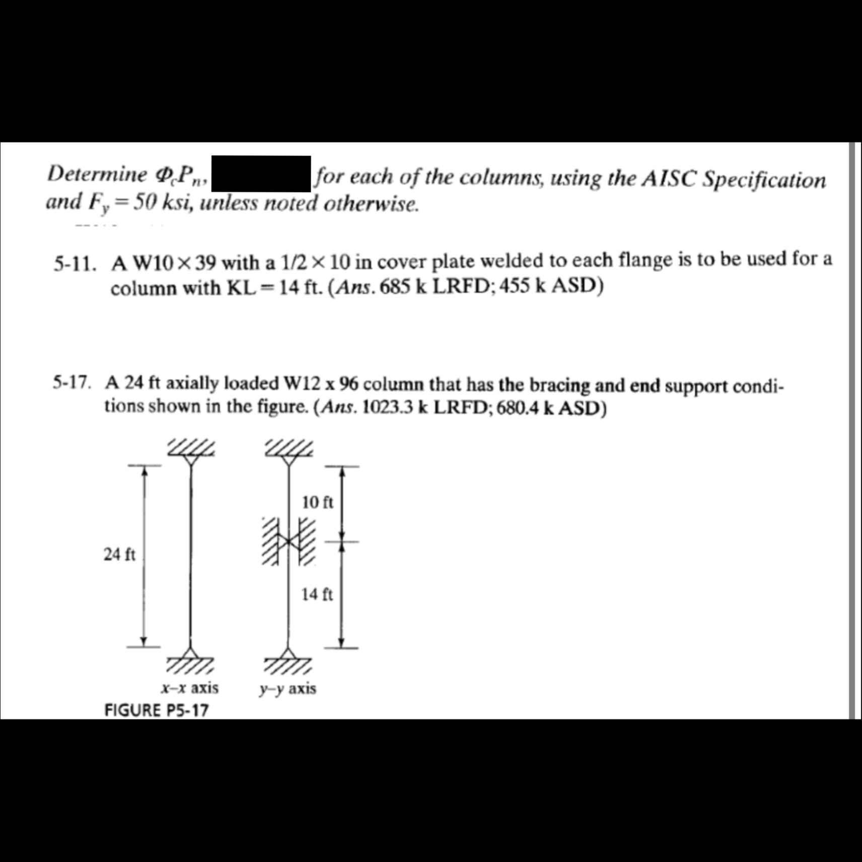 Solved Determine ΦcPn,for each of the columns, using the | Chegg.com