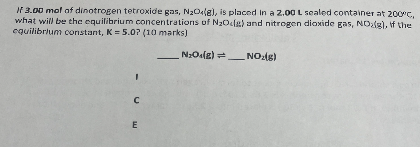 Solved If 3.00mol of dinotrogen tetroxide gas, N2O4(g), ﻿is | Chegg.com