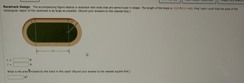 Solved Racetrack Design The accompanying figure depicts a | Chegg.com