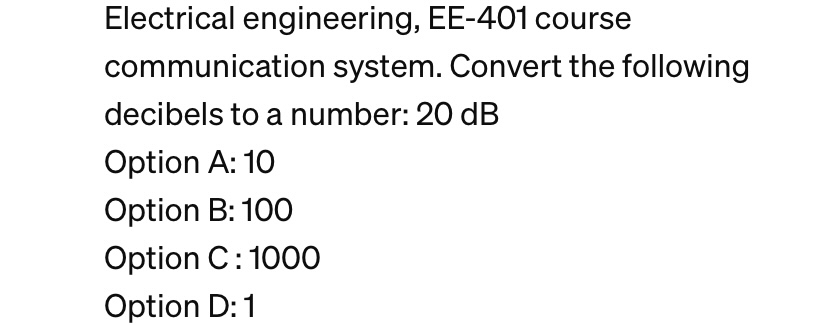 Solved Electrical engineering, EE-401 ﻿course communication | Chegg.com