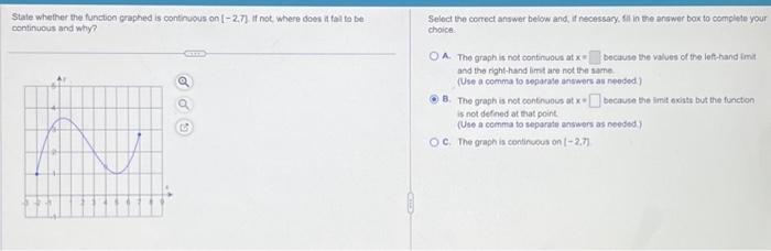 Solved State whether the function graphed is continuous on | Chegg.com