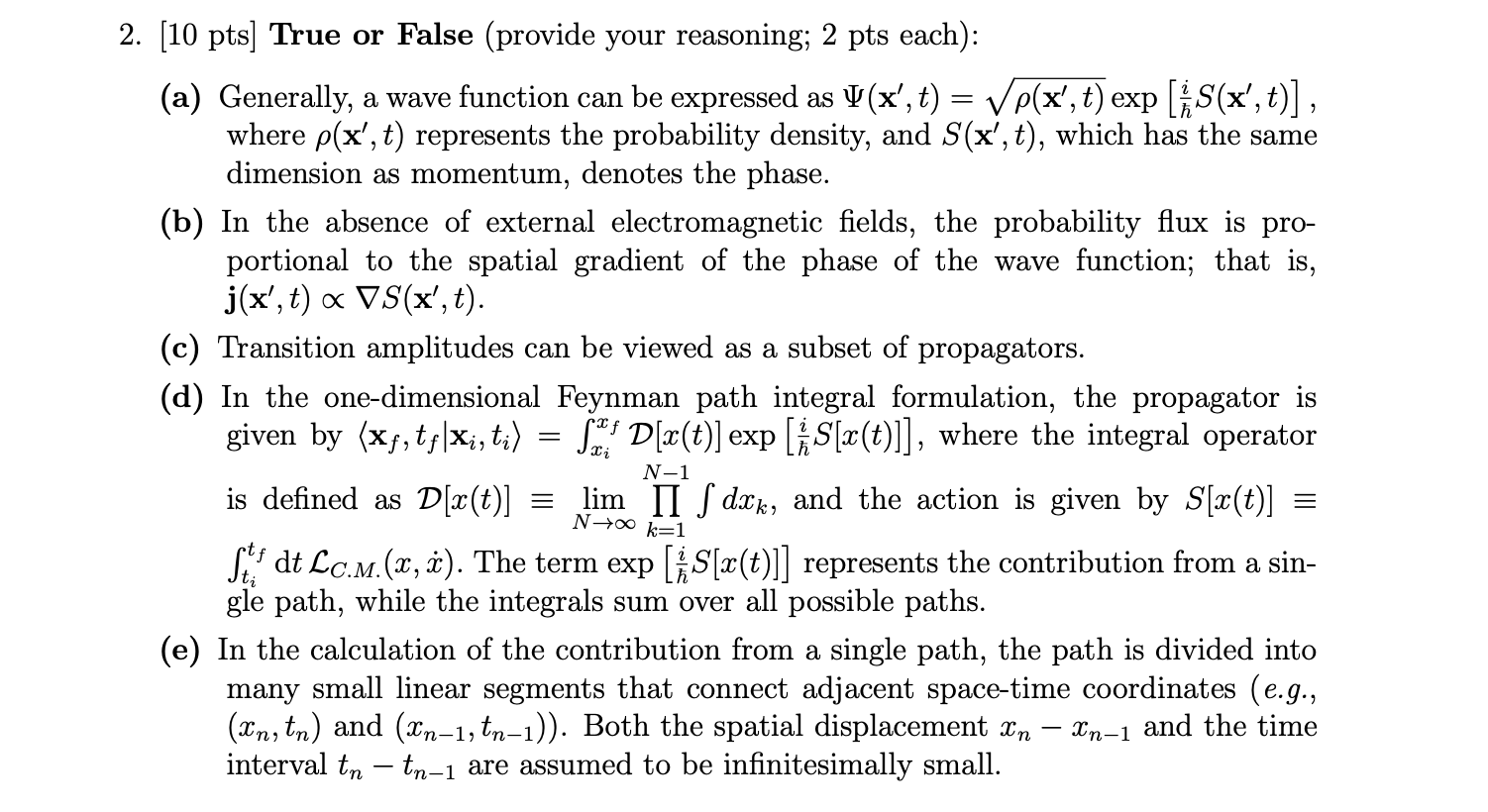 Solved [10 pts] ﻿True or ﻿False (provide ﻿your reasoning; | Chegg.com