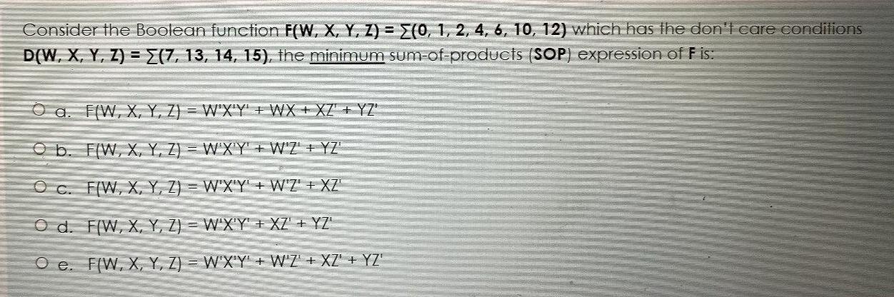 Solved Consider the Boolean function | Chegg.com