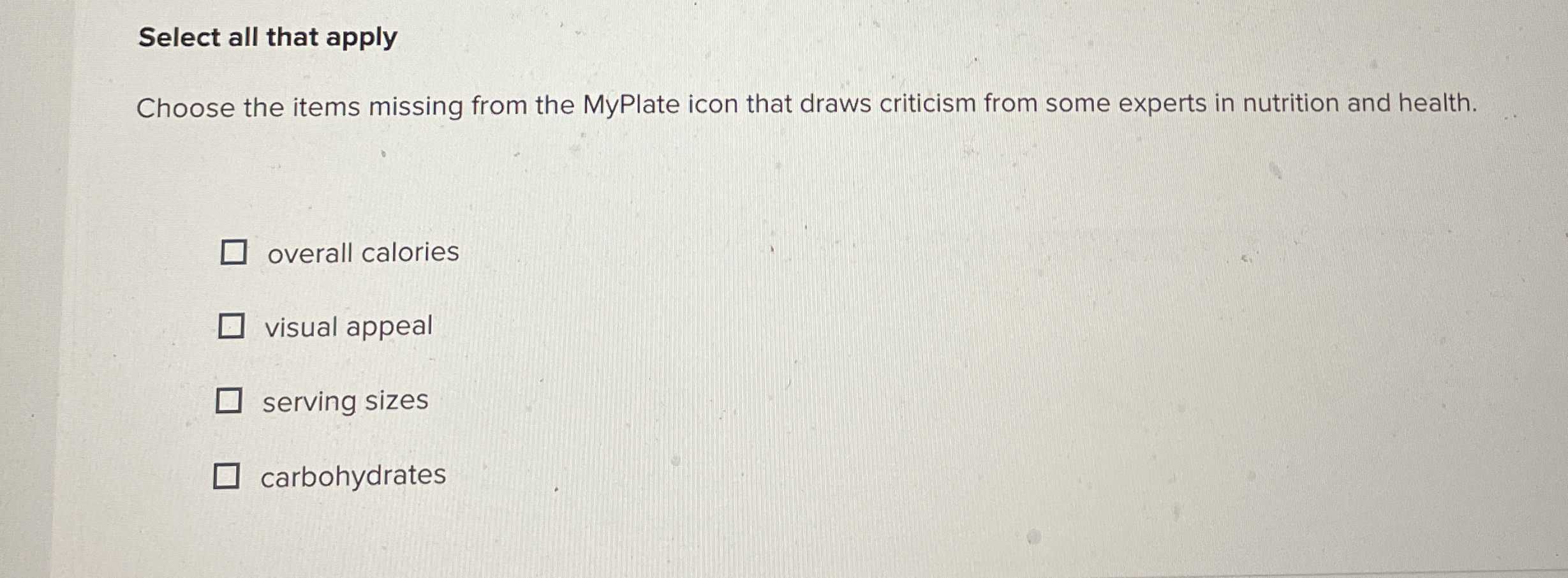 Solved Select all that applyChoose the items missing from | Chegg.com