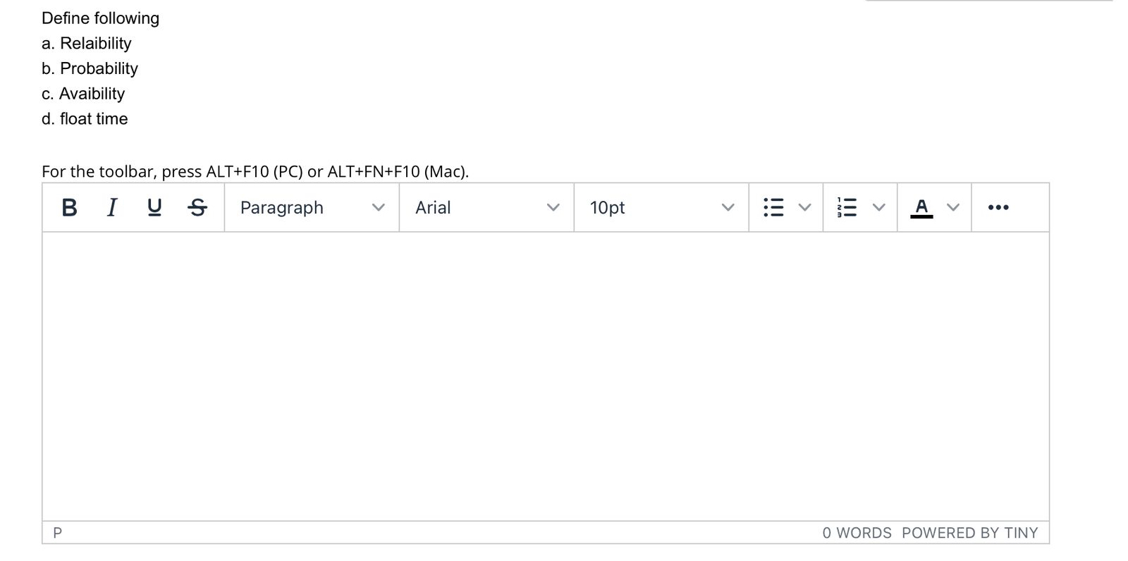 Solved Define followinga. ﻿Relaibilityb. ﻿Probabilityc. | Chegg.com