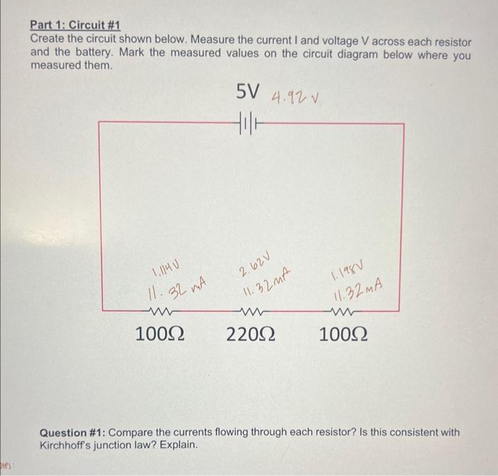 Solved Part 1: Circuit \#1 Create the circuit shown below. | Chegg.com
