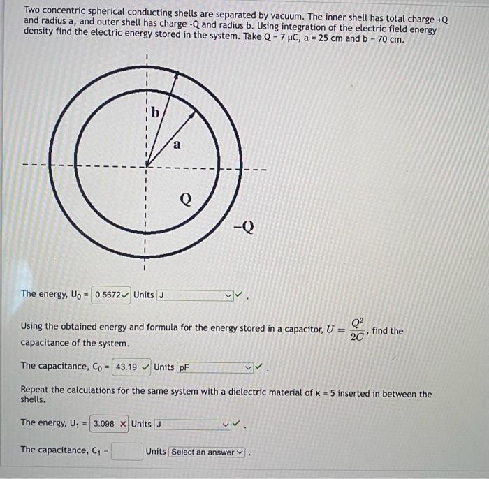 Solved Two concentric spherical conducting shells are | Chegg.com