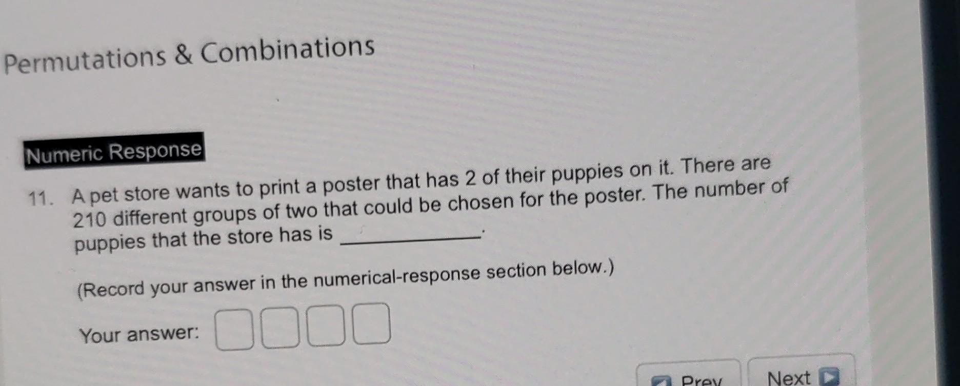 Solved Permutations \& Combinations Numeric Response 11. A | Chegg.com