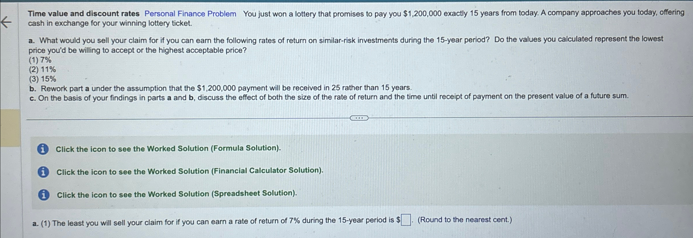 Solved Time value and discount rates Personal Finance | Chegg.com