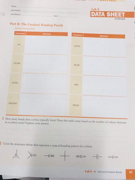 Solved Name Lab 6 Lab Partner Lab Section DATA SHEET Date | Chegg.com