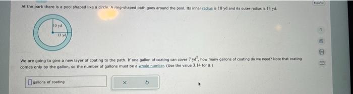 Solved At the park there is a pool shaped tike a circle. A | Chegg.com