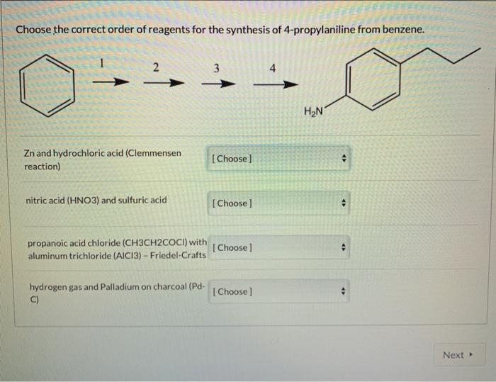 Solved choose the correct order of reagents for the | Chegg.com