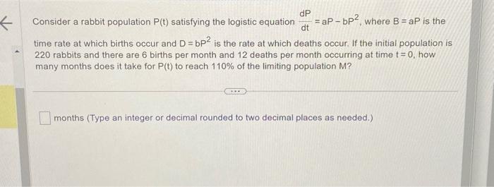 Solved Consider A Rabbit Population P T Satisfying The