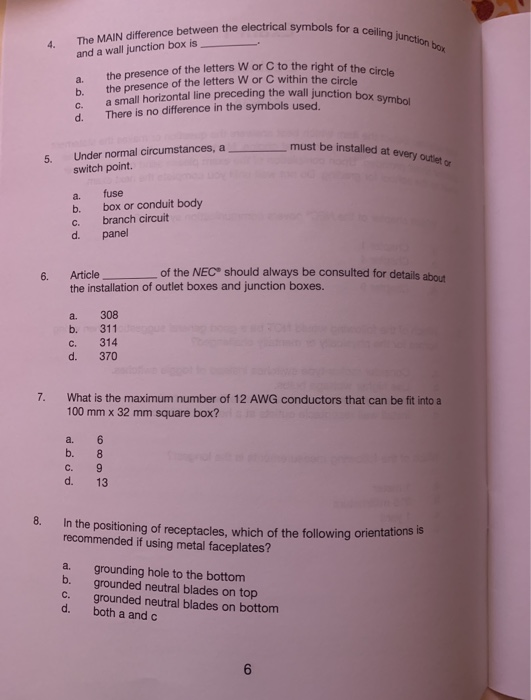 Solved must be installed at every outlet 4. The MAIN | Chegg.com
