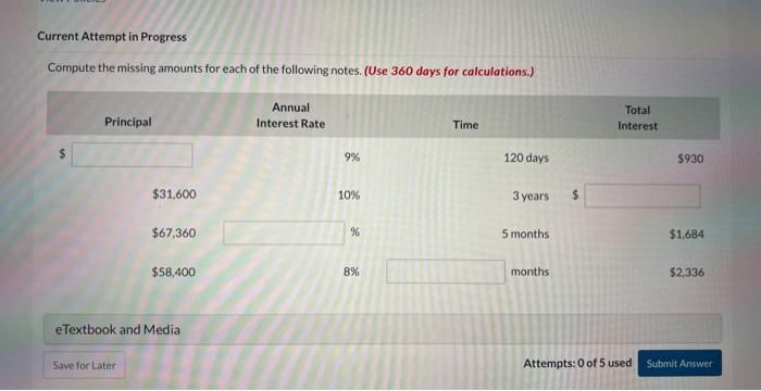 Solved Current Attempt in Progress Compute the missing | Chegg.com