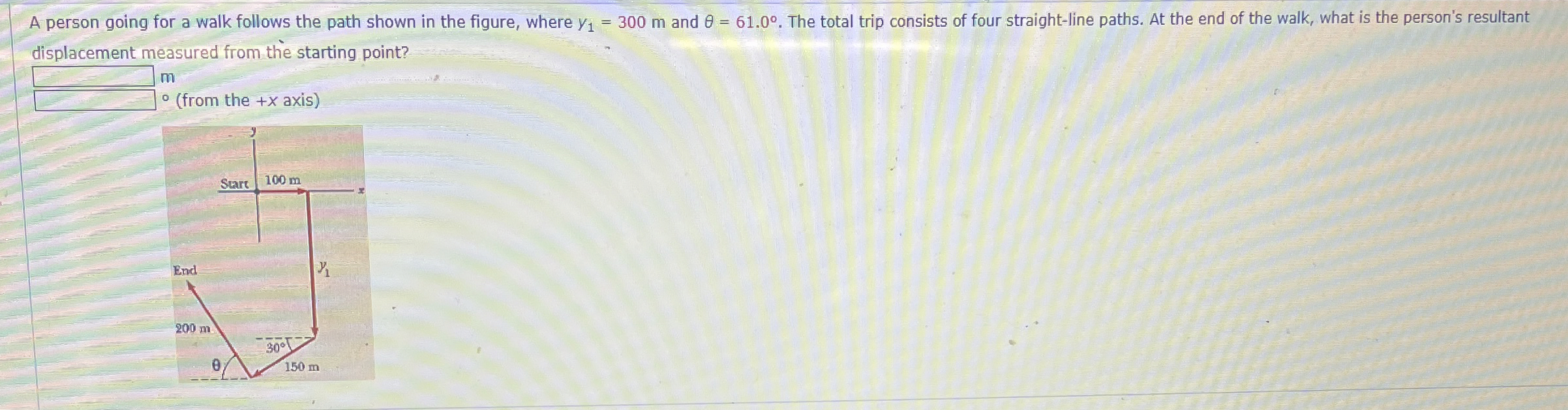 Solved A person going for a walk follows the path shown in | Chegg.com