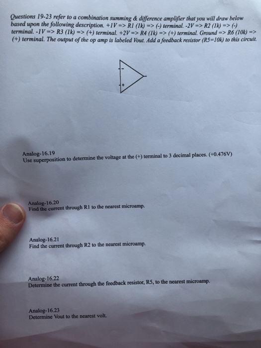 Solved Questions 19-23 refer to a combination summing & | Chegg.com