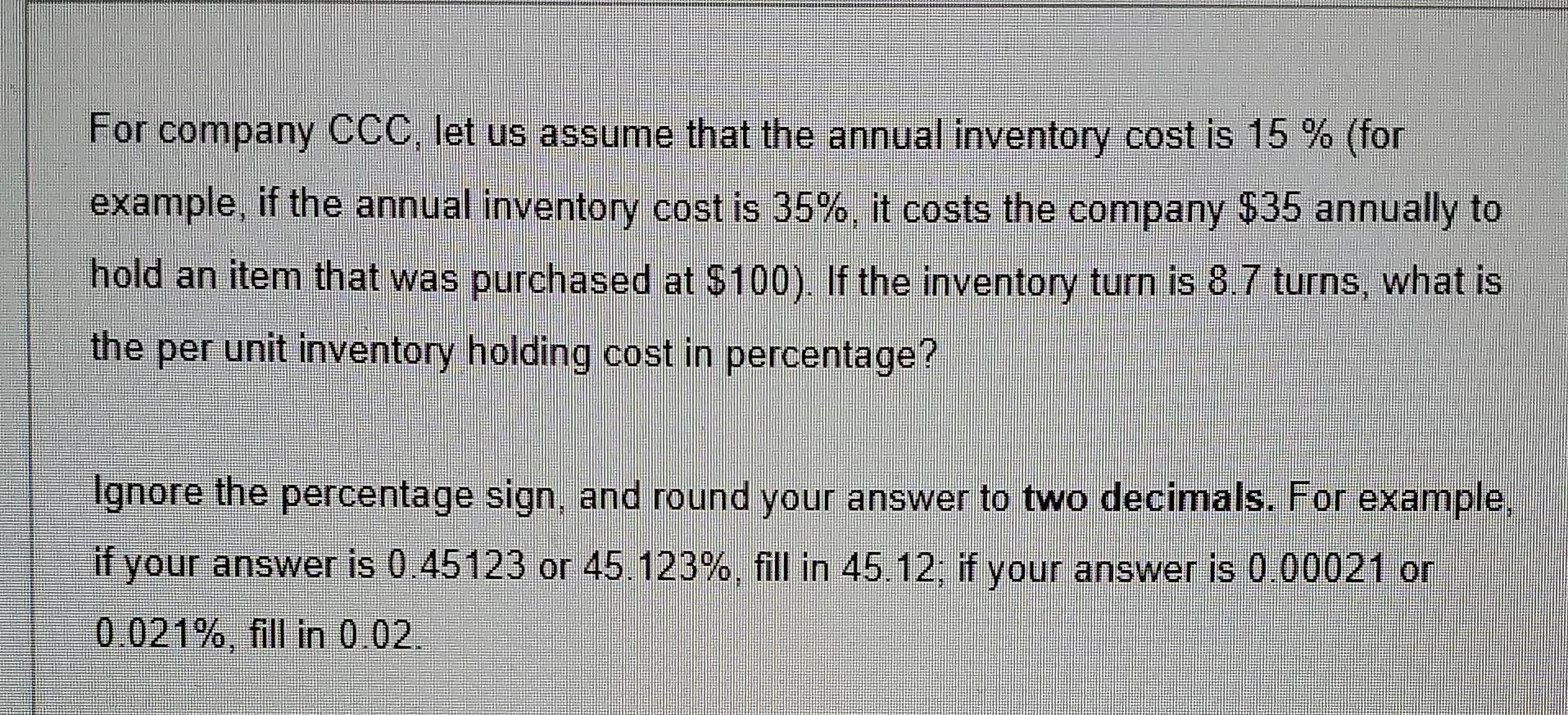 Solved For company CCC, let us assume that the annual | Chegg.com