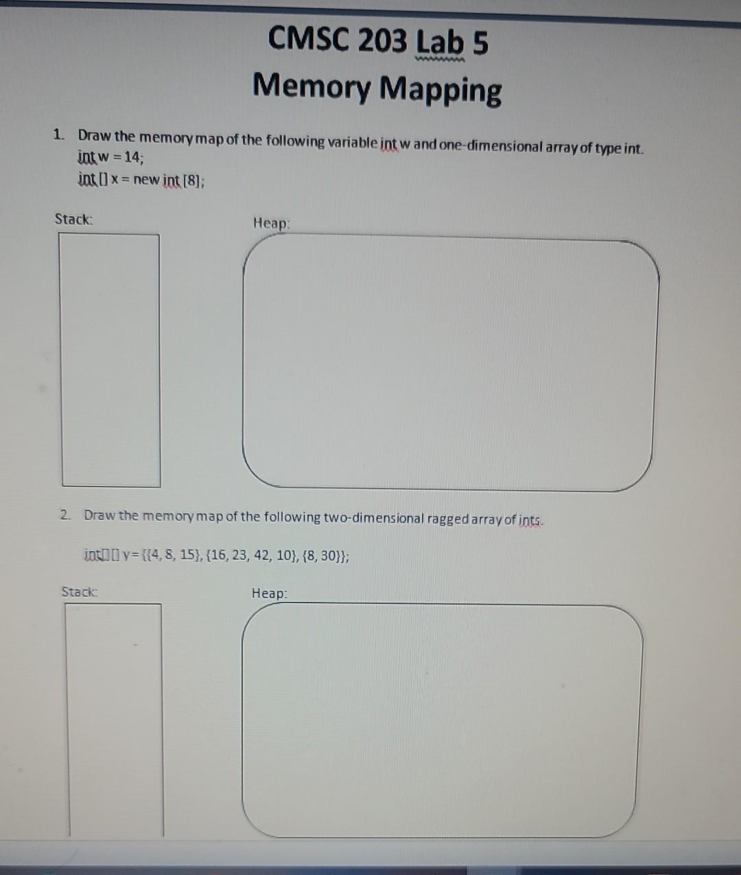 Solved 1. Draw the memory map of the following variable int | Chegg.com