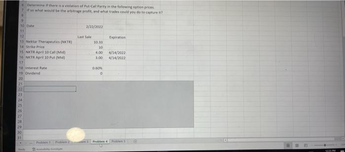 Determine if there is a violation of utcall Parity in | Chegg.com