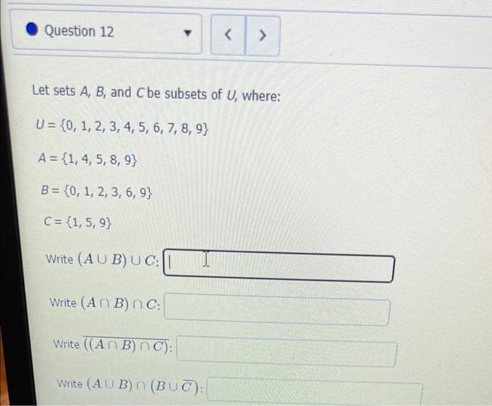 Solved Question 12 als > Let sets A, B, and C be subsets of | Chegg.com