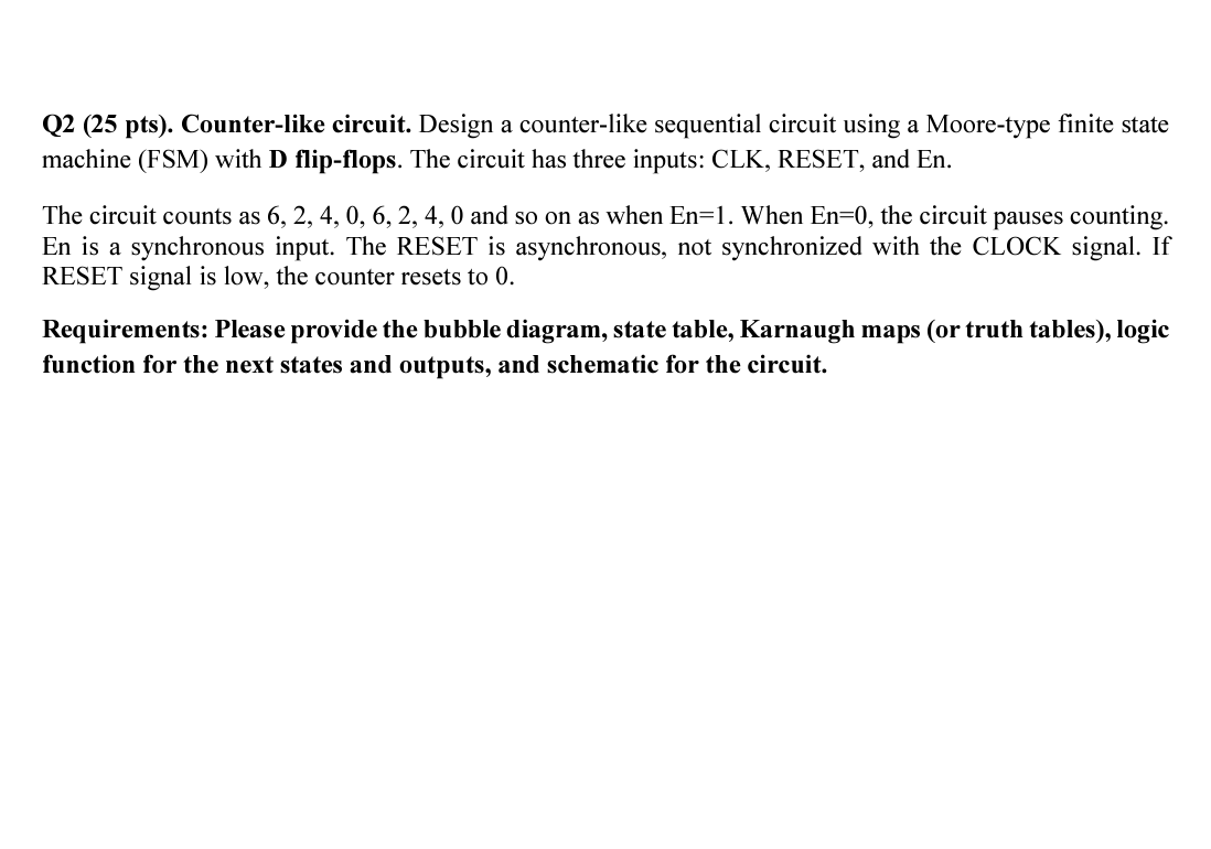 Solved Q2 (25 ﻿pts). ﻿Counter-like circuit. Design a | Chegg.com