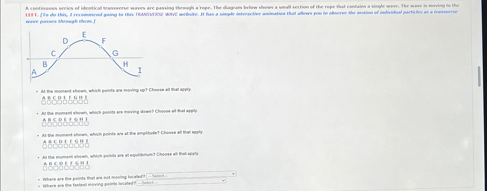 Solved wave passes through them.]At the moment shown, which | Chegg.com