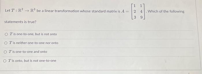 Solved Let T:R2→R3 be a linear transformation whose standard | Chegg.com