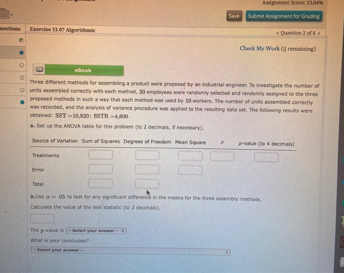 Solved Assignment Score 1304 Save Submit Assignment For 