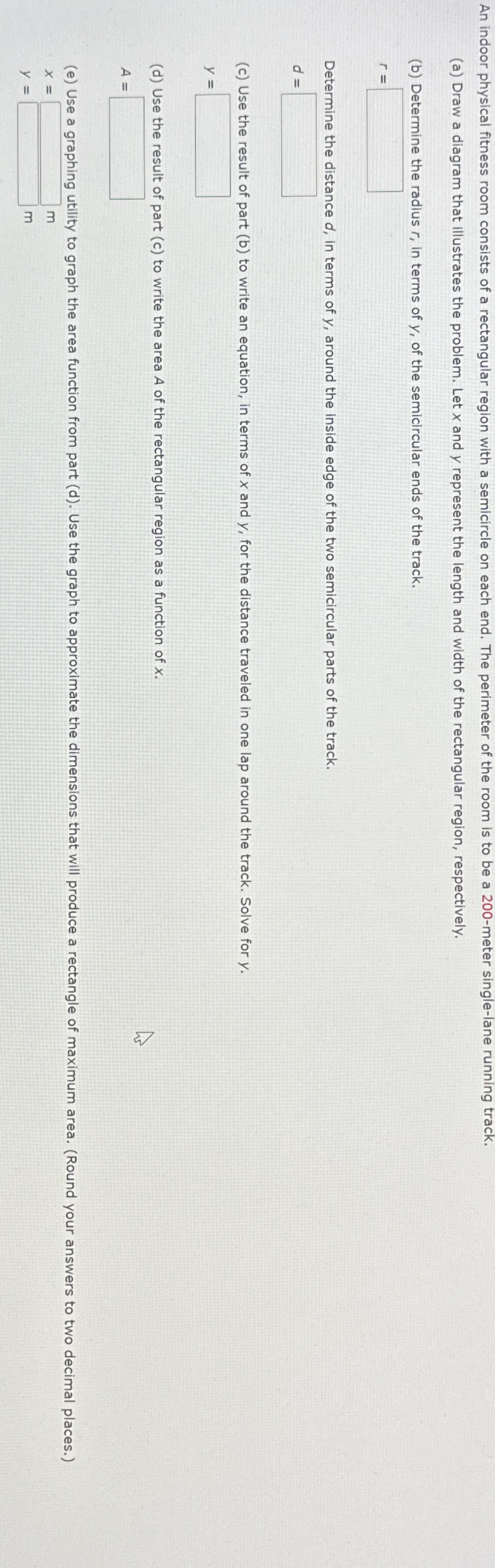 Solved An indoor physical fitness room consists of a | Chegg.com