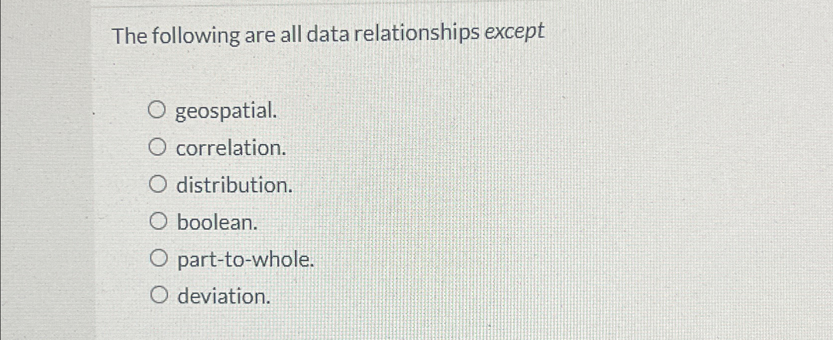 Solved The following are all data relationships | Chegg.com