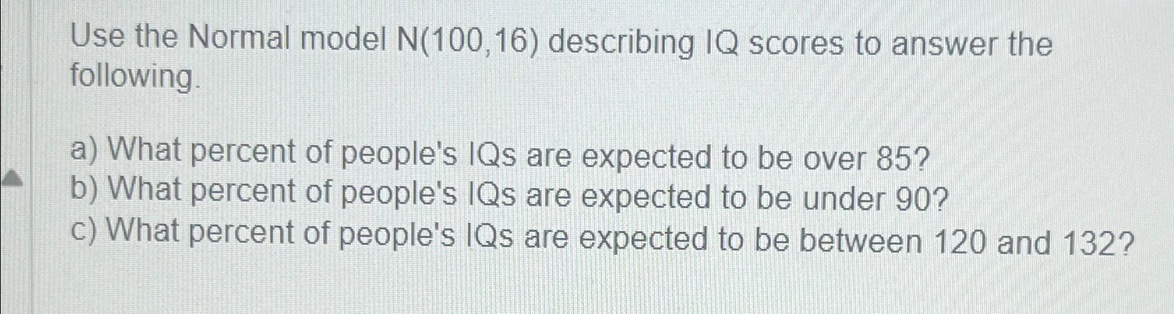 Use the Normal model N(100,16) ﻿describing IQ scores | Chegg.com
