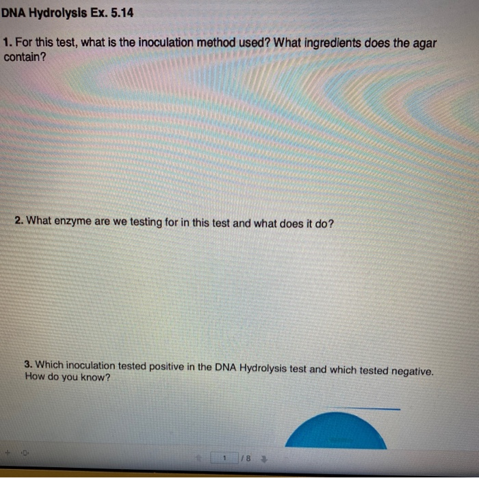 Solved DNA Hydrolysis Ex. 5.14 . 1. For this test, what is | Chegg.com