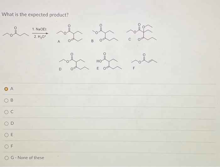 Solved What is the expected product? 1. NaOEI 2. H,09 с А 0 | Chegg.com