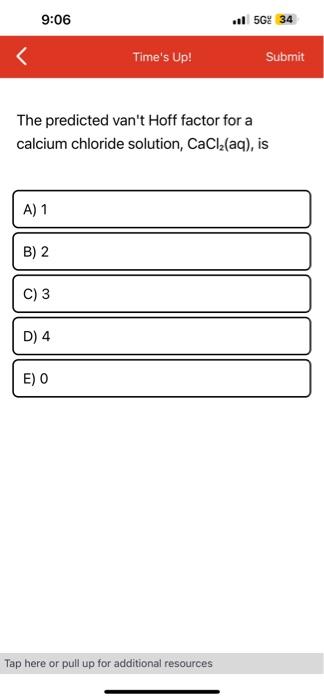 Solved The predicted van't Hoff factor for a calcium | Chegg.com