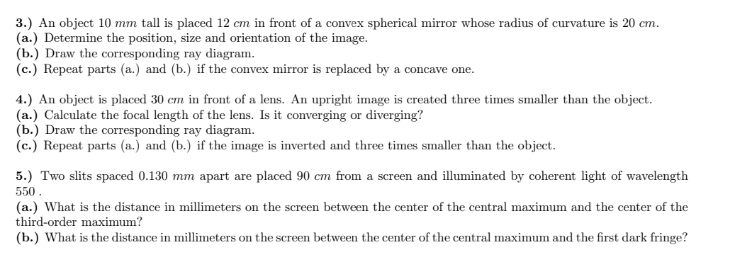 3.) ﻿An object 10 ﻿mm tall is placed 12 ﻿cm in front | Chegg.com