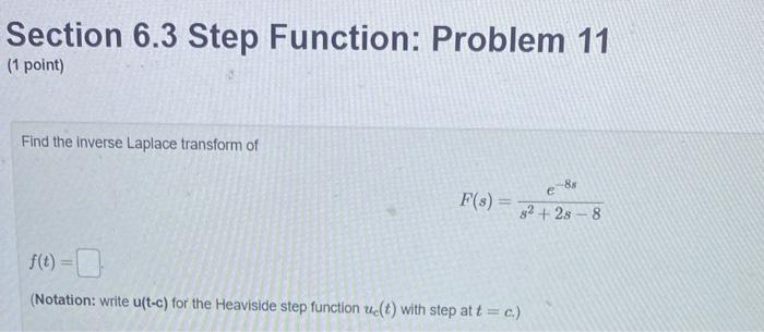 Solved Section 6 3 Step Function Problem 11 1 Point Find