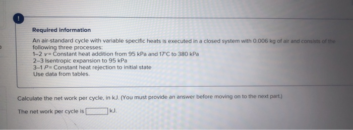 Solved Required information An air-standard cycle with | Chegg.com