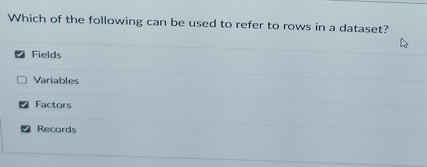 Solved Which of the following can be used to refer to rows | Chegg.com