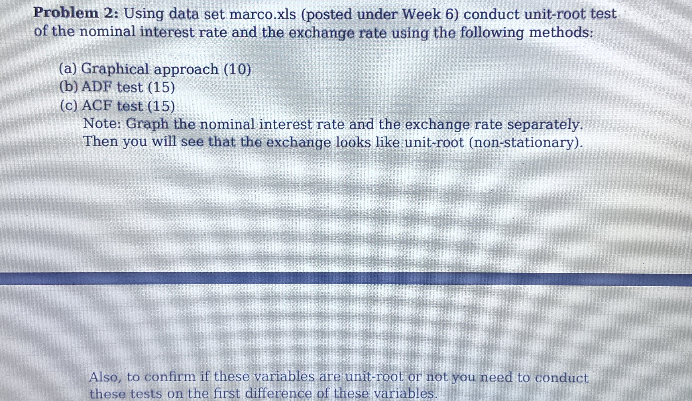 Problem 2: Using data set marco.xls (posted under | Chegg.com