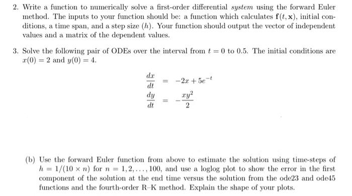 Solved 2. Write a function to numerically solve a | Chegg.com