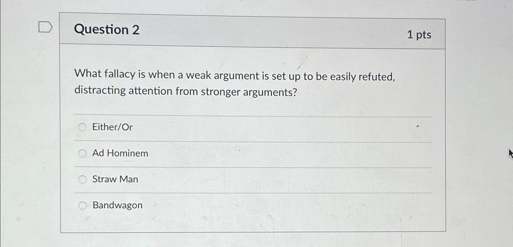 Solved Question 21 ﻿ptsWhat fallacy is when a weak argument | Chegg.com
