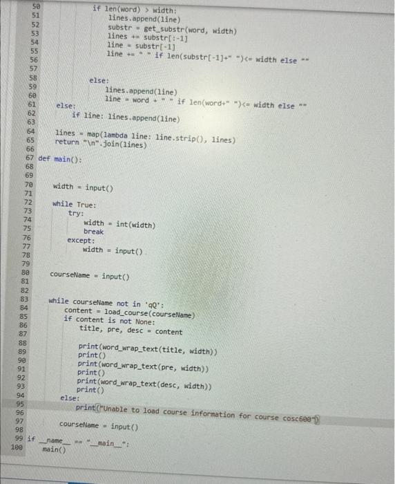 Solved i'm having a spacing issue. the first part of my code | Chegg.com