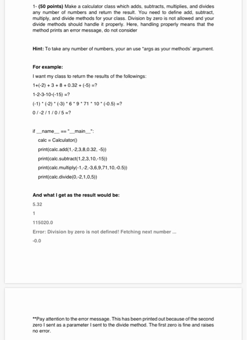 Solved 1- (50 points) Make a calculator class which adds, | Chegg.com