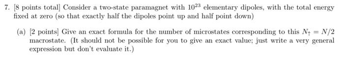 Solved 7. (8 points total] Consider a two-state paramagnet | Chegg.com