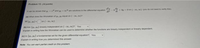 Solved Problem 13. (10 points) It can be shown that y 2¹ and | Chegg.com