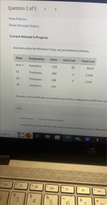 Current Attempt in Progress Inventory data for | Chegg.com