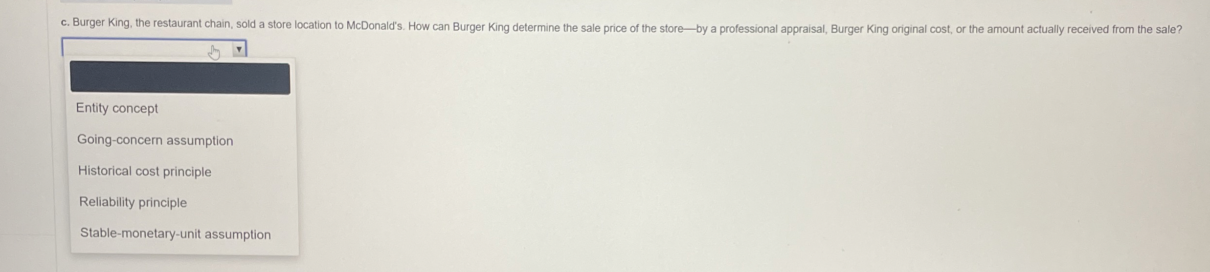 Solved c. ﻿Burger King, the restaurant chain, sold a store | Chegg.com