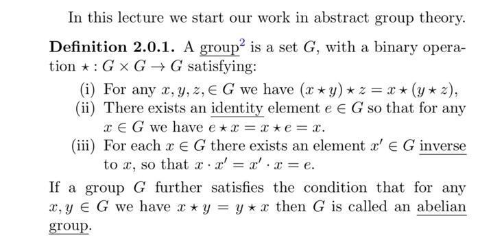 Solved here's the definition of a group: | Chegg.com
